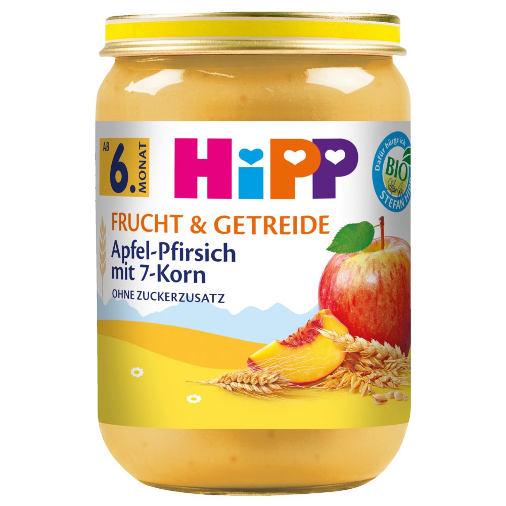 Hipp Frucht & Getreide Bio-Gläschen Apfel-Pfirsich mit 7-Korn 190 G online kaufen | INTERSPAR