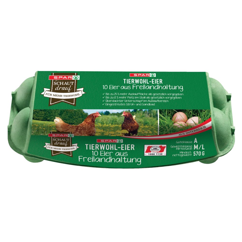 SPAR schaut drauf 10 Eier aus Freilandhaltung Für mehr Tierwohl Größe M ...