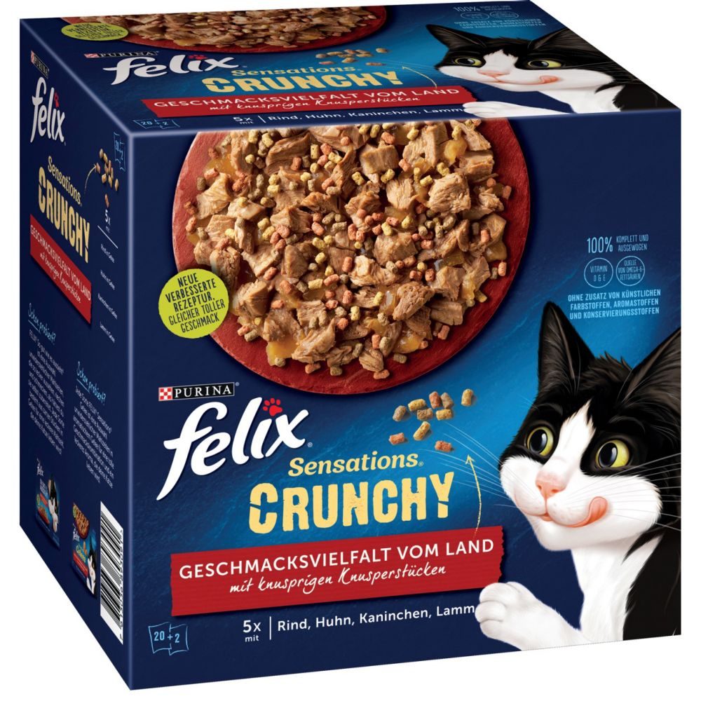 Felix Katzenfutter Fleisch + Crunchy 20x85g+2x40g 1,78 KG online kaufen ...