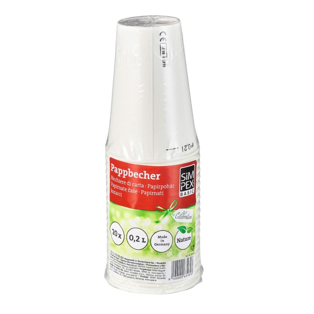 SIMPEX BASIC Celebration Pappbecher 0,2L 20 Stück online kaufen | INTERSPAR