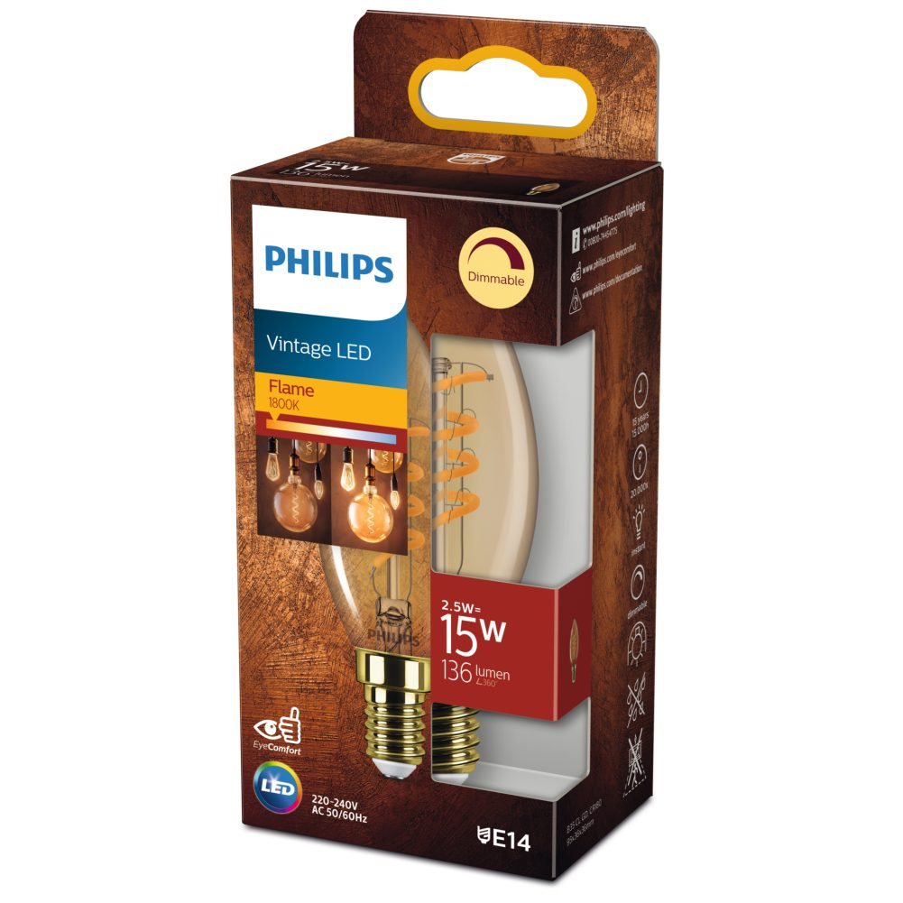 Philips LED Vintage Kerze E14 15W online kaufen | INTERSPAR