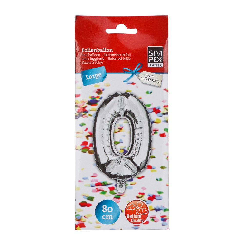 SIMPEX BASIC Celebration Folienballon "0" silber 80 cm online kaufen ...