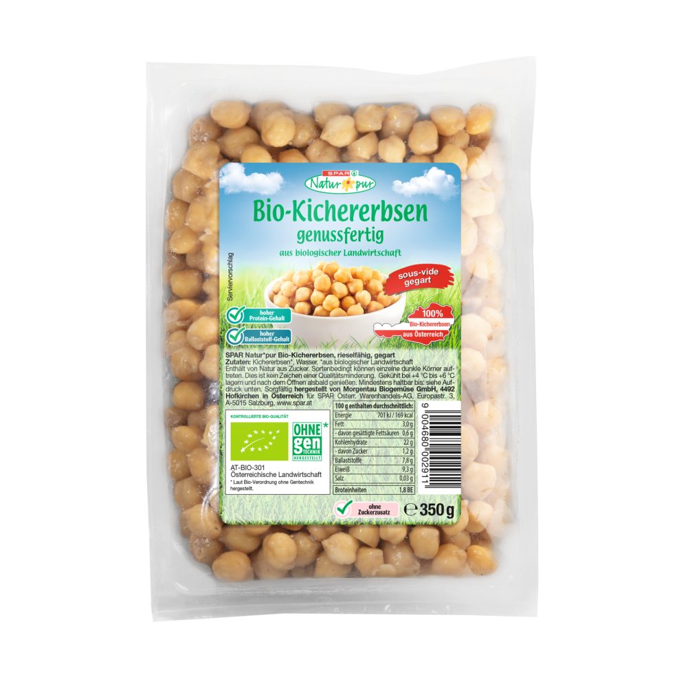 SPAR Natur*pur Bio-Kichererbsen genussfertig 350 G online kaufen ...