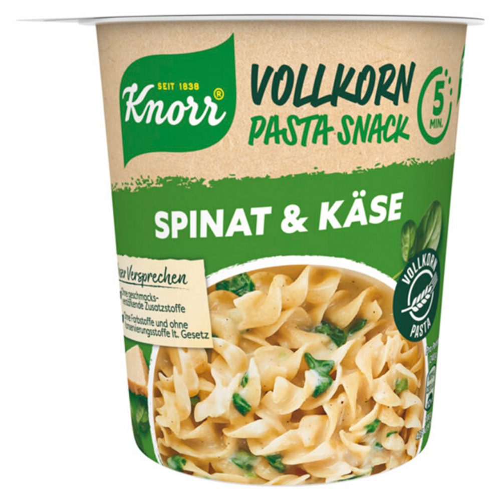 Knorr Snack enyhén csípős teljes kiőrlésű tészta spenótos-sajtos ...