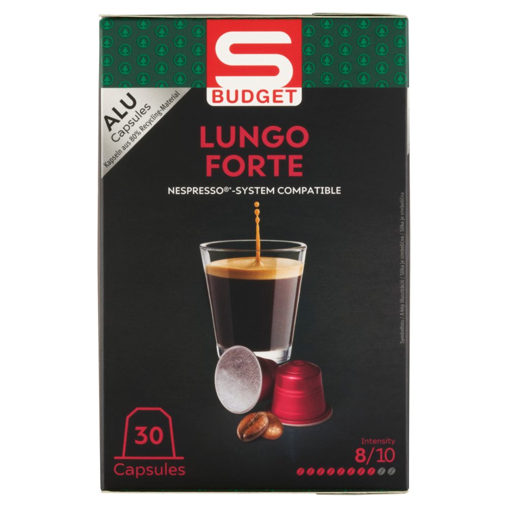 S-Budget Lungo Forte pörkölt őrölt kávé kapszulában 30 db 156 g | SPAR ...