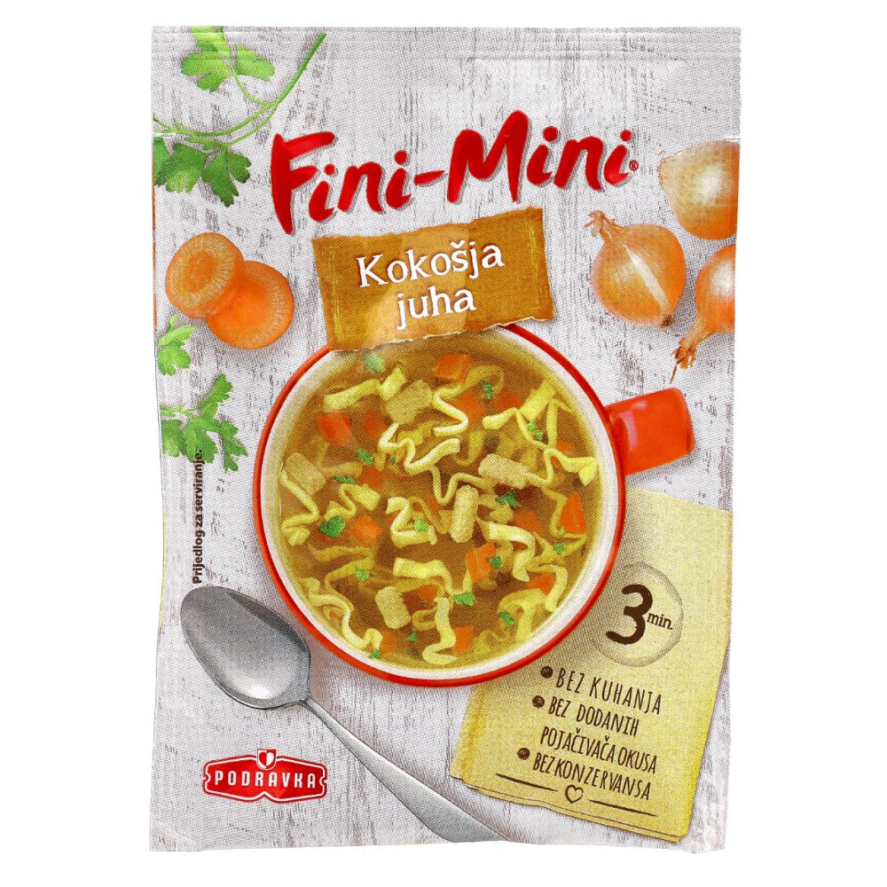 KOKOŠJA JUHA Z REZANCI FINI MINI, PODRAVKA, 18G | SPAR Online