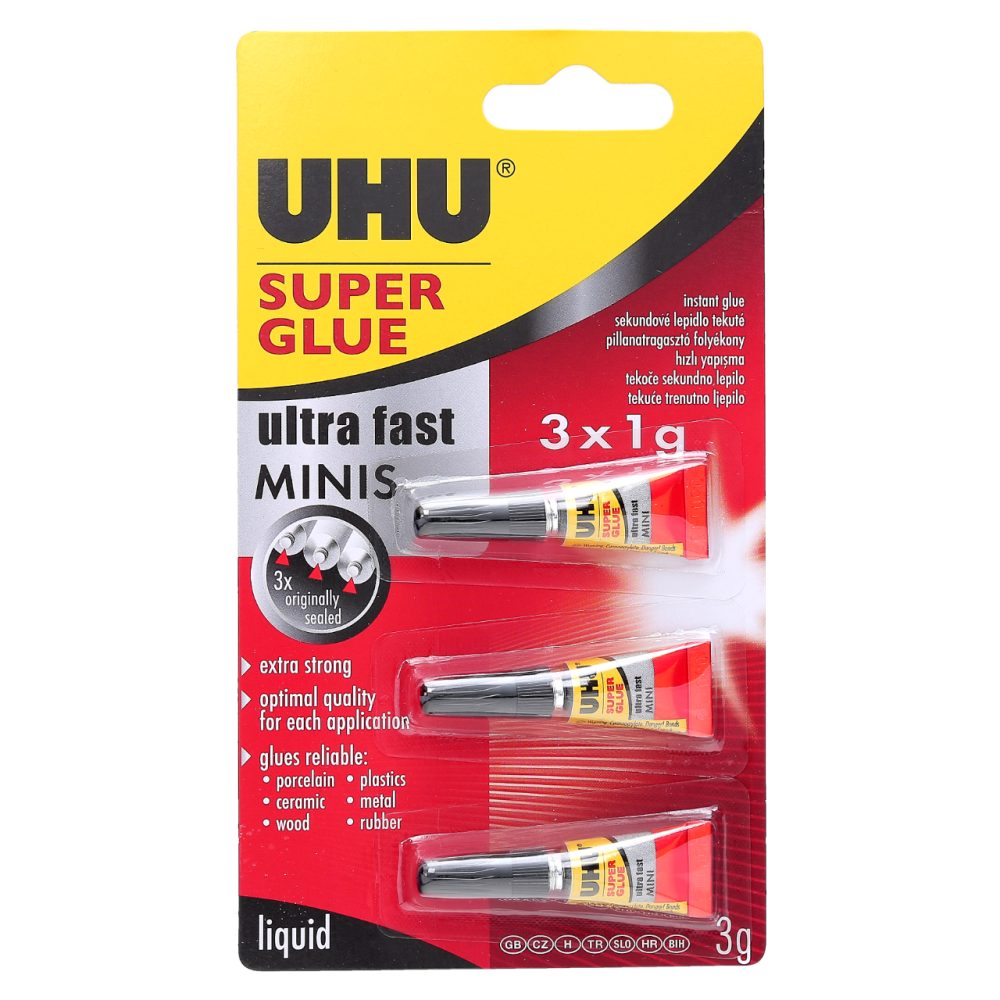 LEPILO SUPER GLUE MINIS, UHU, 3X1G UHU Super glue MINIS 3 x 1 g ...