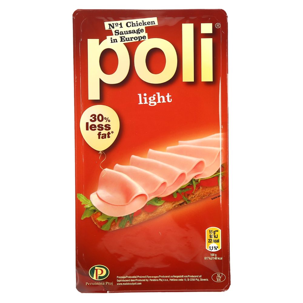 PIŠČANČJA SALAMA POLI LIGHT, NAREZEK, PERUTNINA PTUJ, 150G | SPAR Online