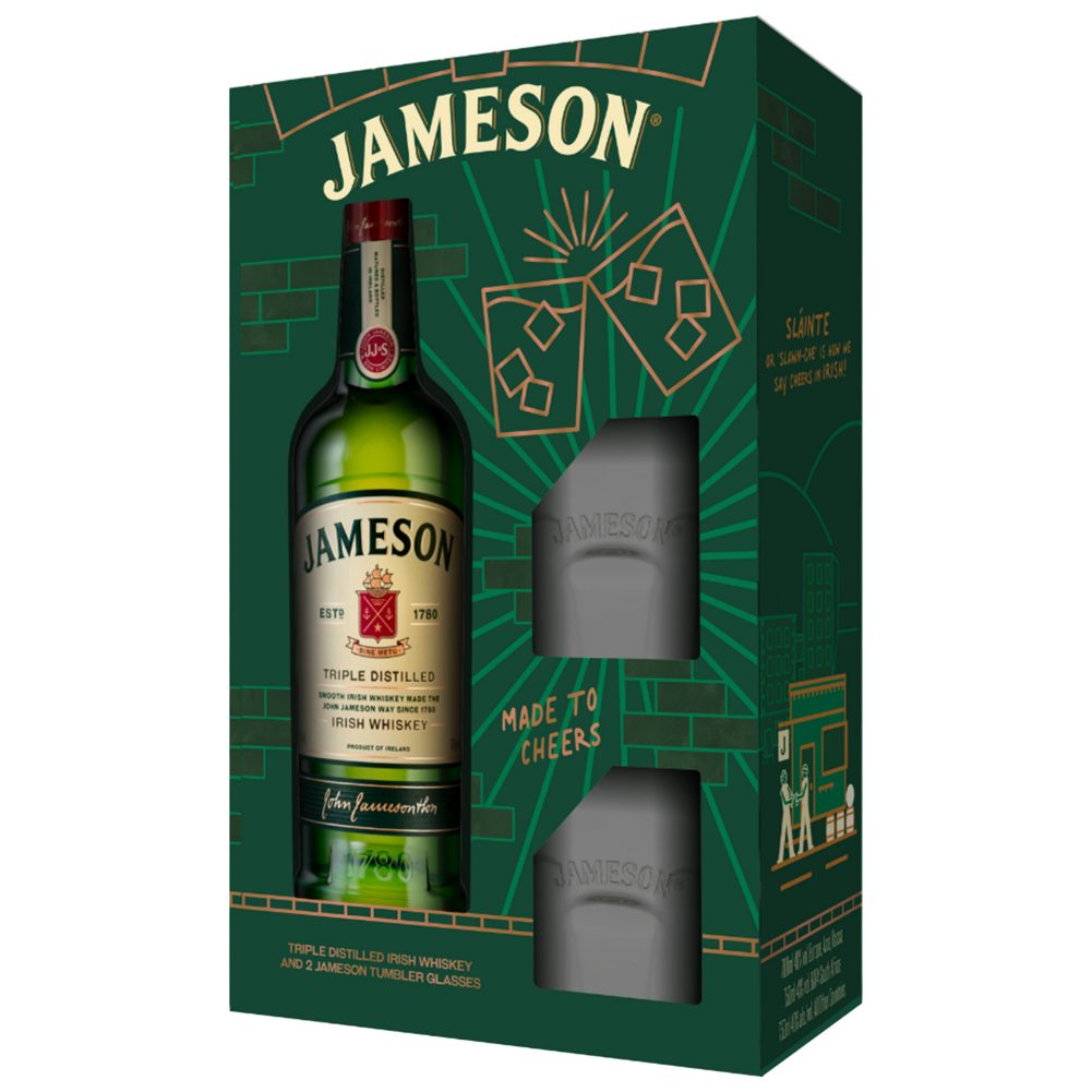 WHISKEY, JAMESON, 0,7L + 2 KOZARCA