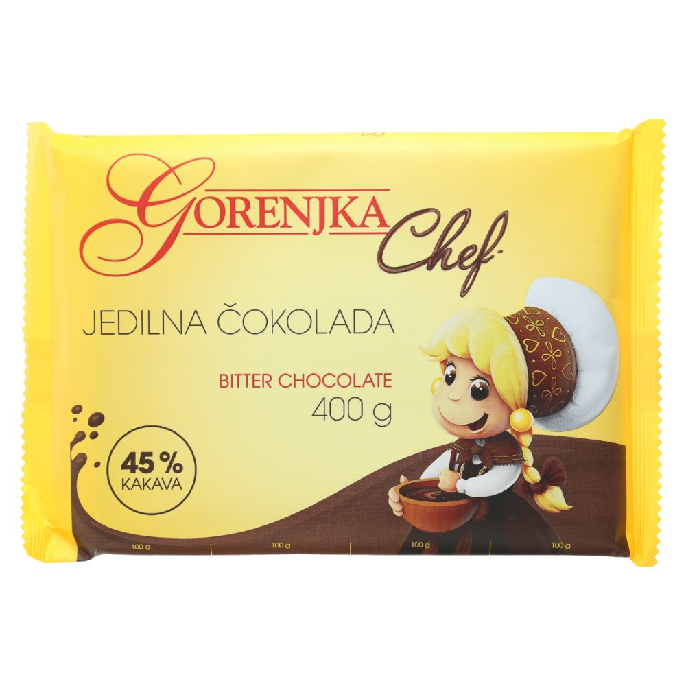 JEDILNA ČOKOLADA 45% KAKAVA, GORENJKA, 400G