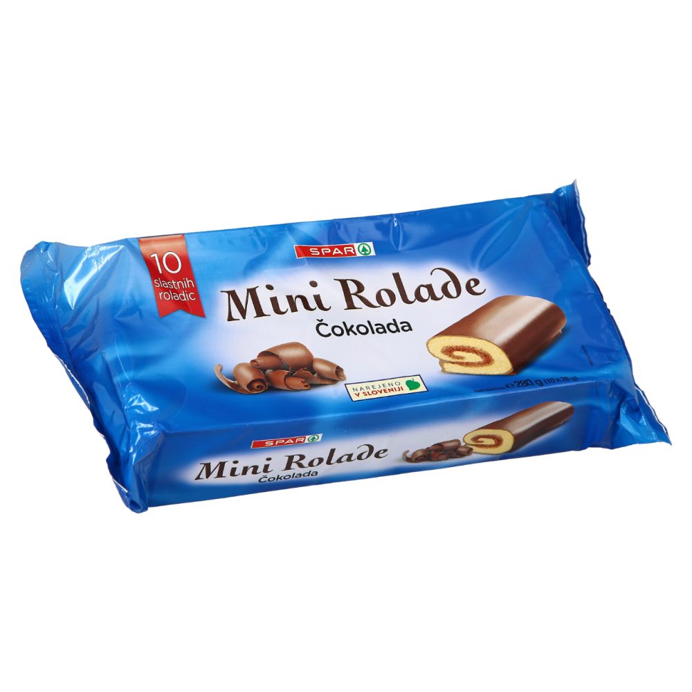 MINI ROLADE S ČOKOLADNO KREMO, SPAR, 280G Mini rolade-polnjen biskvit s ...