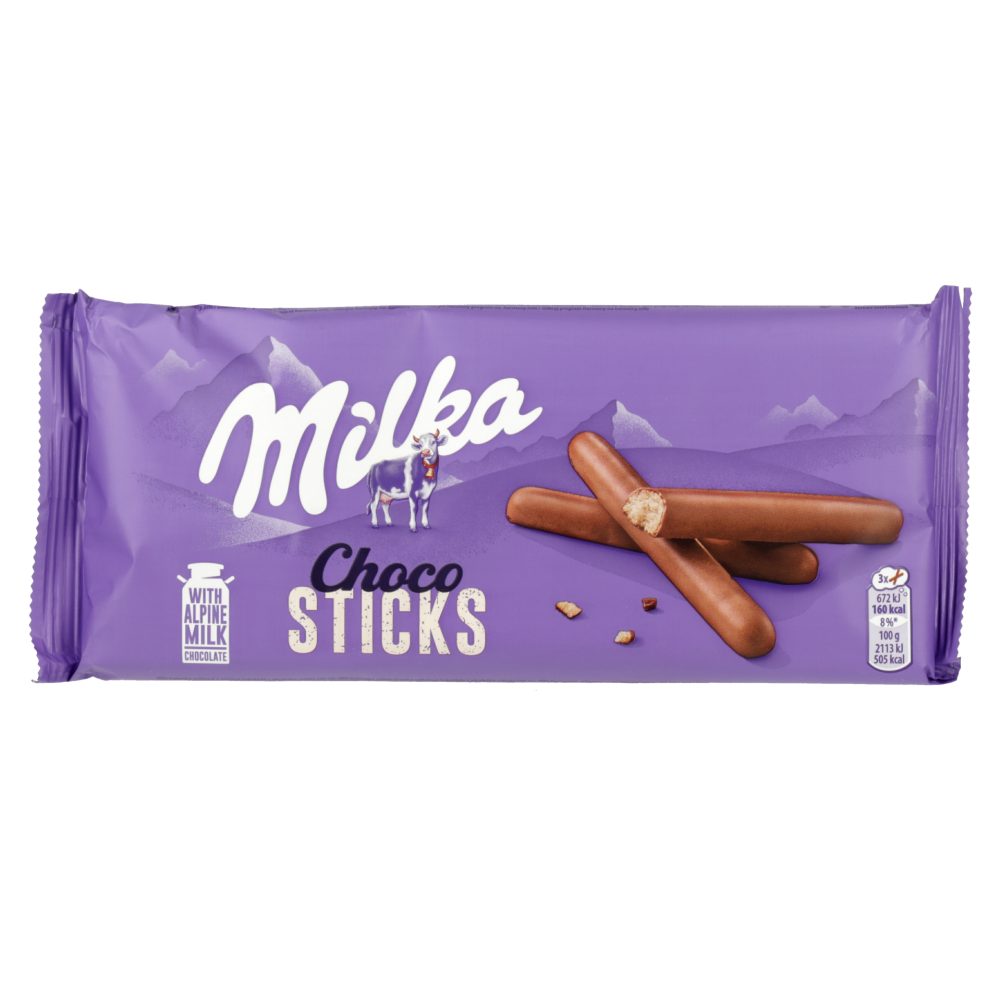 KEKSI OBLITI Z MLEČNO ČOKOLADO CHOCO STIX, MILKA, 112G Mlečna čokolada ...