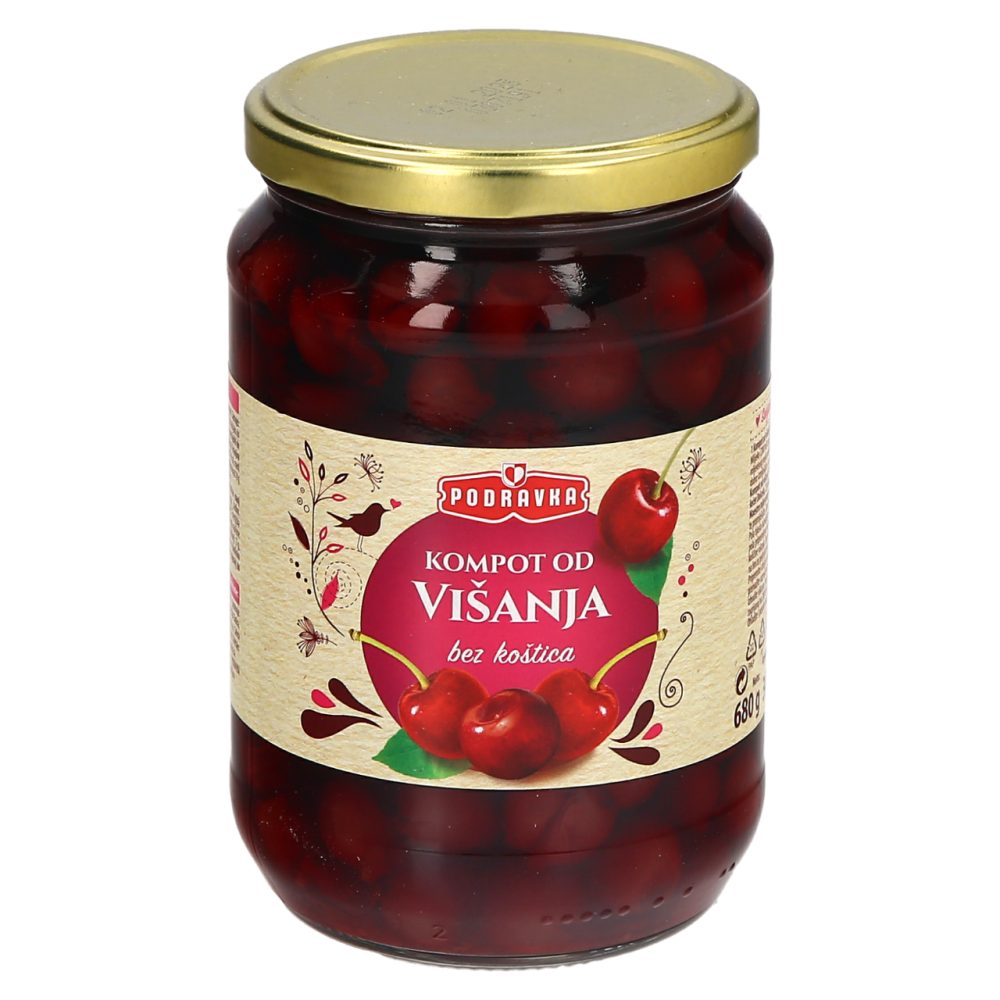 VIŠNJEV KOMPOT BREZ KOŠČIC, PODRAVKA, 680G | SPAR Online