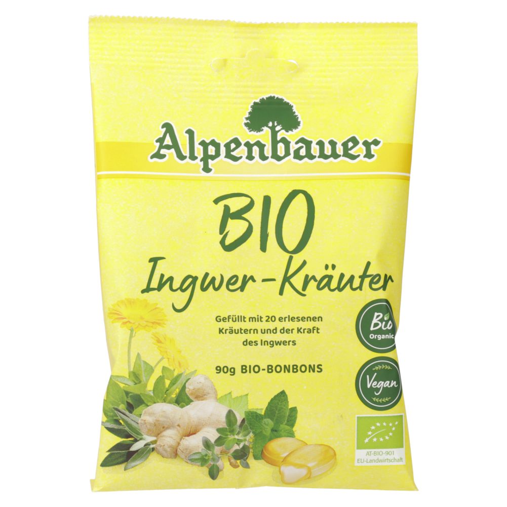 TRDI ŽELIŠČNI BONBONI BIO INGVER IN ZELIŠČA, ALPENBAUER, 90G POLNJENI ...