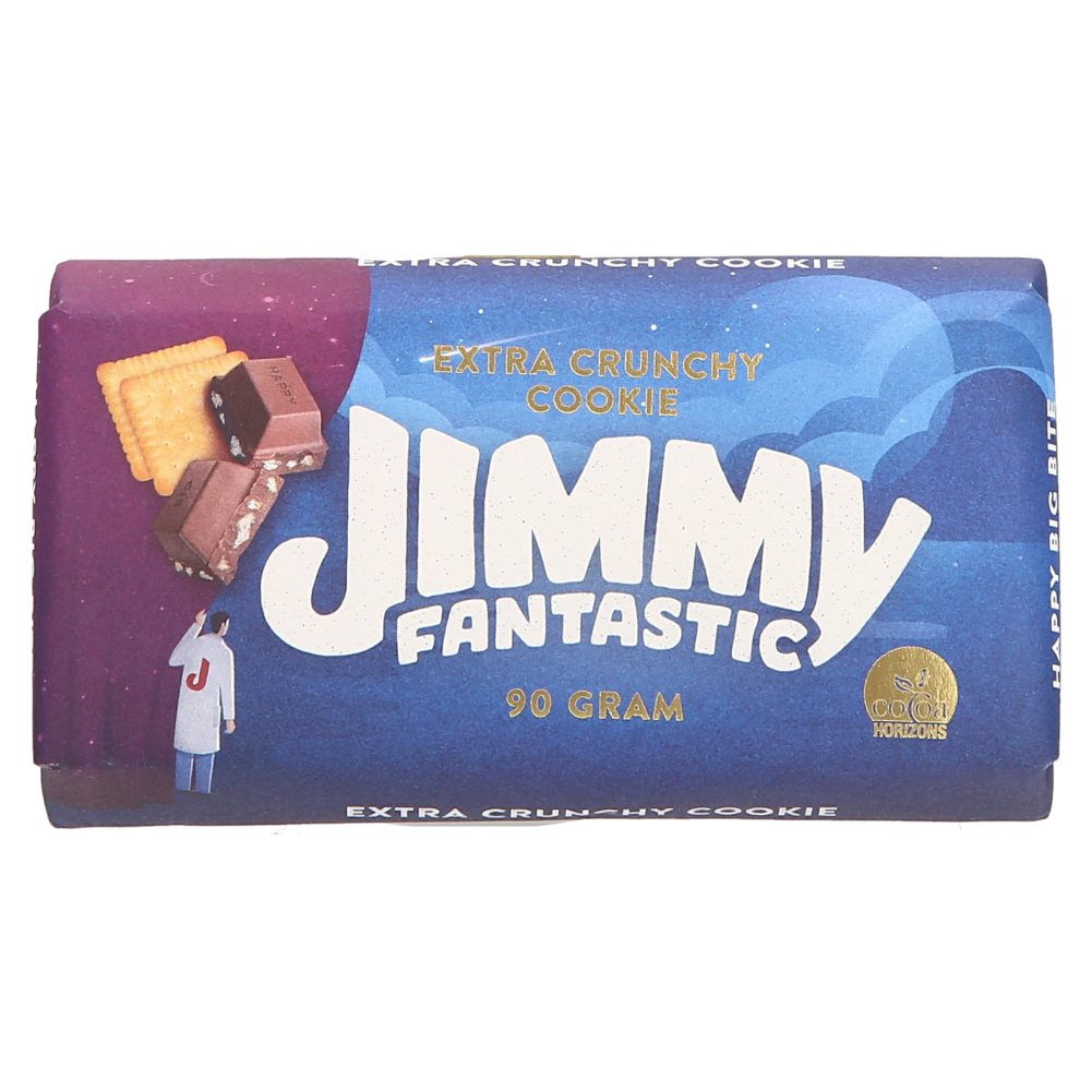 MLEČNA ČOKOLADA EXTRA HRUSTLJAV KEKS, JIMMY FANTASTIC, 90G | SPAR Online