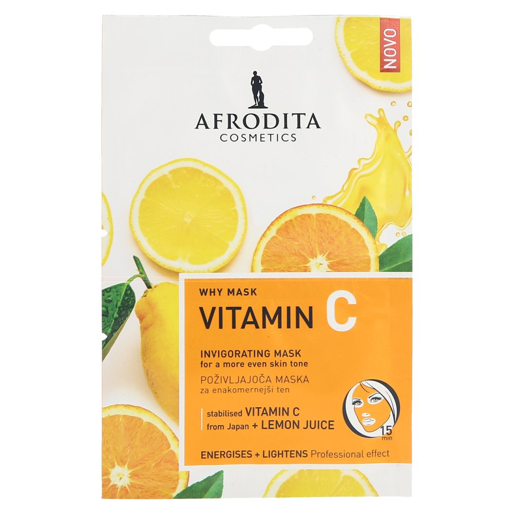 POŽIVLJAJOČA MASKA ZA ENAKOMERNEJŠI TEN VITAMIN C, WHY MASK, AFRODITA ...