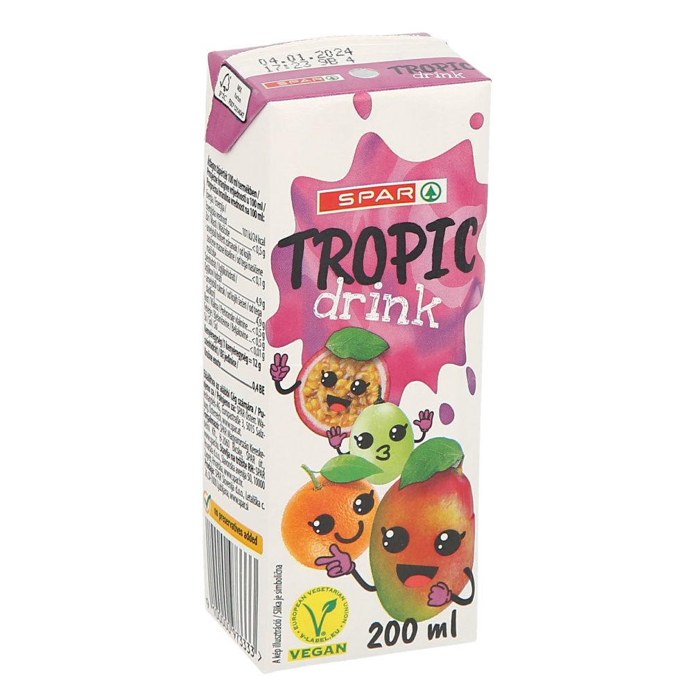 PIJAČA IZ VEČ VRST SADJA TROPIC DRINK, SPAR, 200ML Povprečna hranilna ...