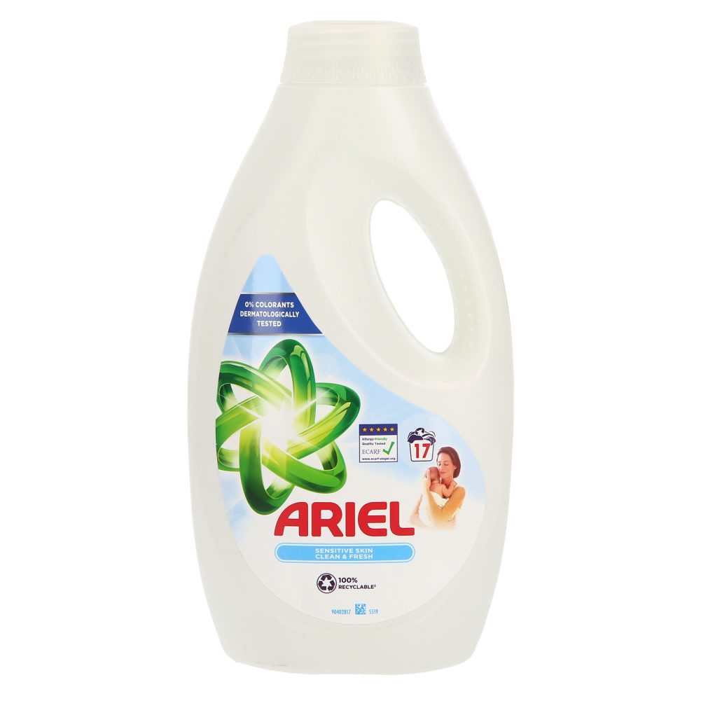 TEKOČI DETERGENT SENSITIVE SKIN, ARIEL, 17PRANJ, 0,85L | SPAR Online