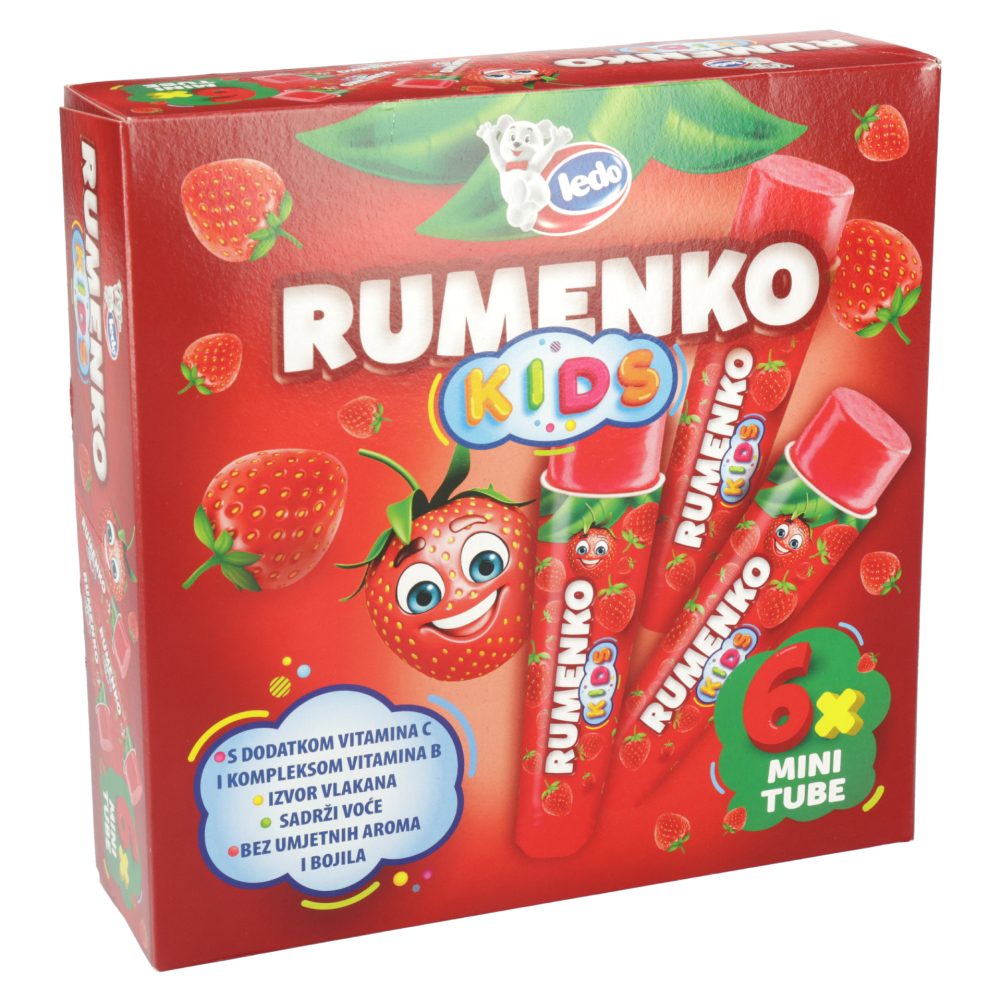 SLADOLED RUMENKO KIDS, MINI TUBE, LEDO, 6X65ML Zamrznjen sadni desert z ...