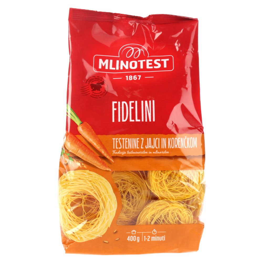 TESTENINE Z JAJCI IN KORENČKOM FIDELINI, MLINOTEST, 400G | SPAR Online