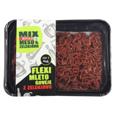 FLEXI MLETO GOVEJE Z ZELENJAVO MIX MESO & ZELENJAVA, SPAR, 500G 80% ...