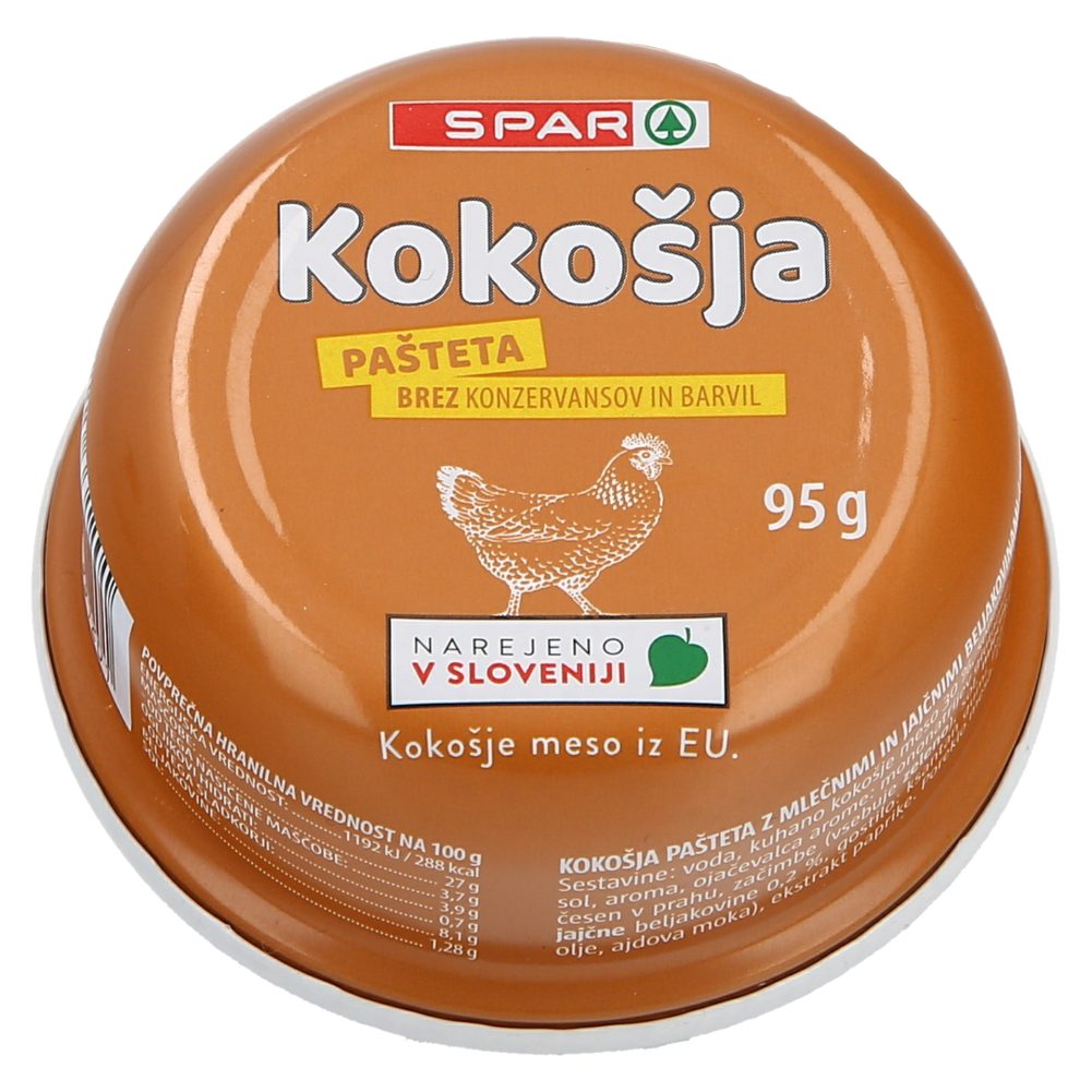 KOKOŠJA PAŠTETA, SPAR, 95G | SPAR Online