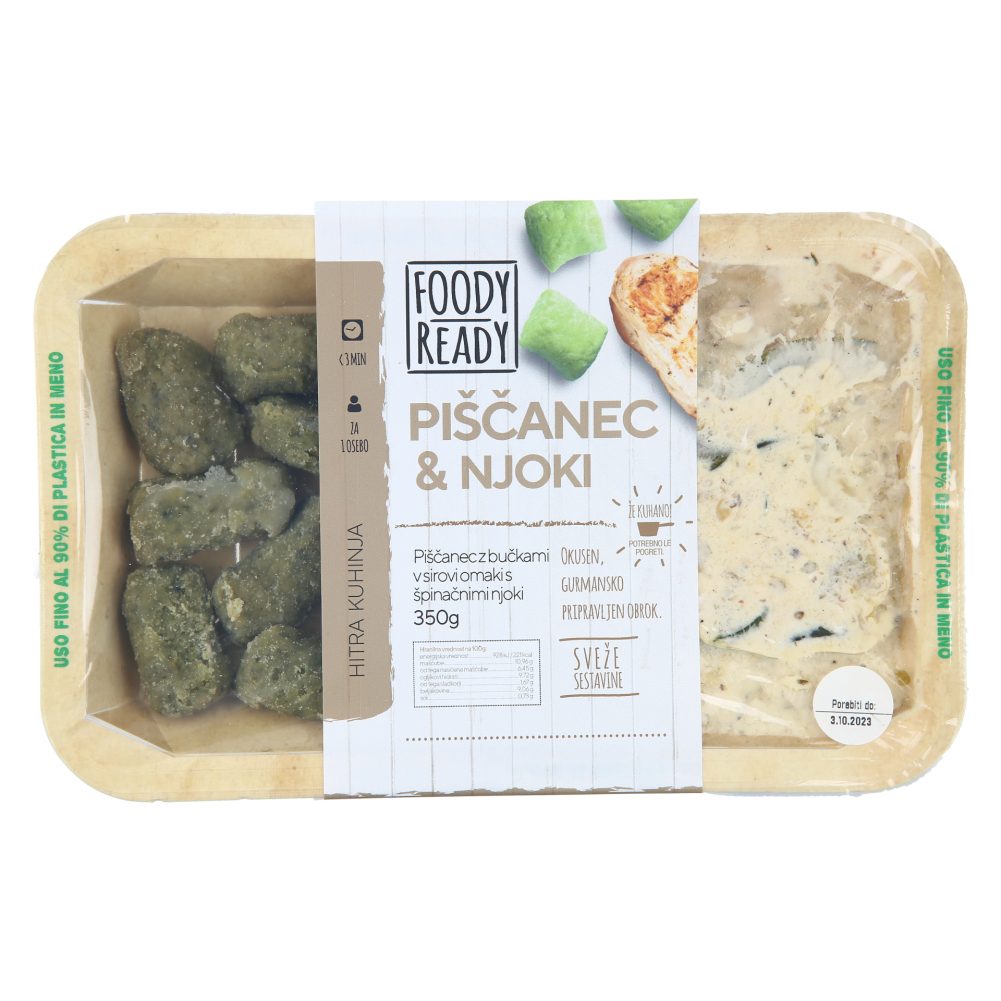 PIŠČANEC Z BUČKAMI V SIROVI OMAKI S ŠPINAČNIMI NJOKI, FOODY READY, 350G ...