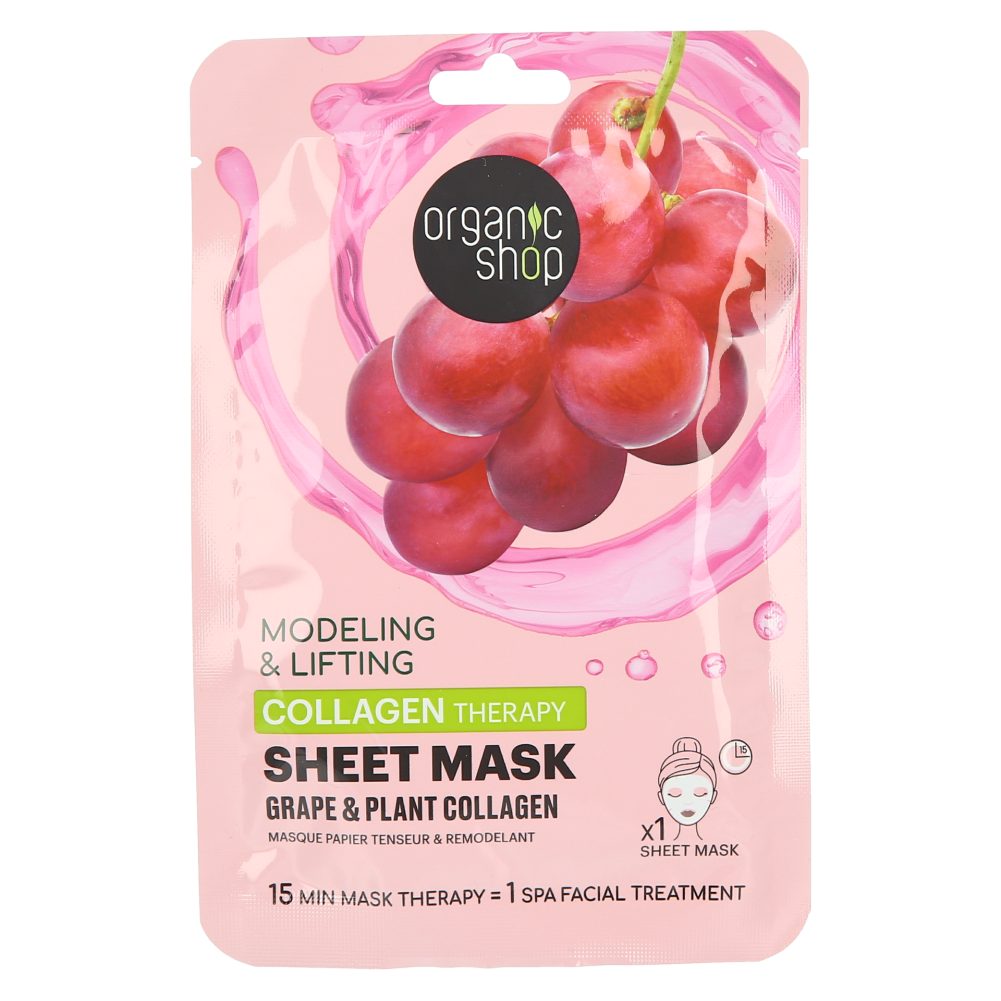 MASKA ZA OBRAZ S KOLAGENOM GRAPE & PLANT COLLAGEN, ORGANIC SHOP, 25G ...
