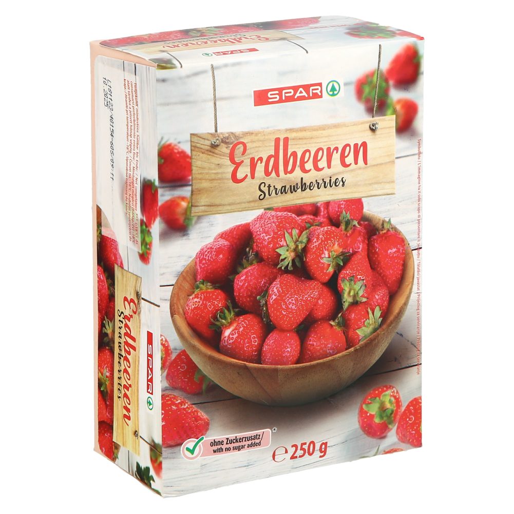 JAGODE, SPAR, 250G BREZ DODANIH SLADKORJEV. VSEBUJE NARAVNO PRISOTNE ...