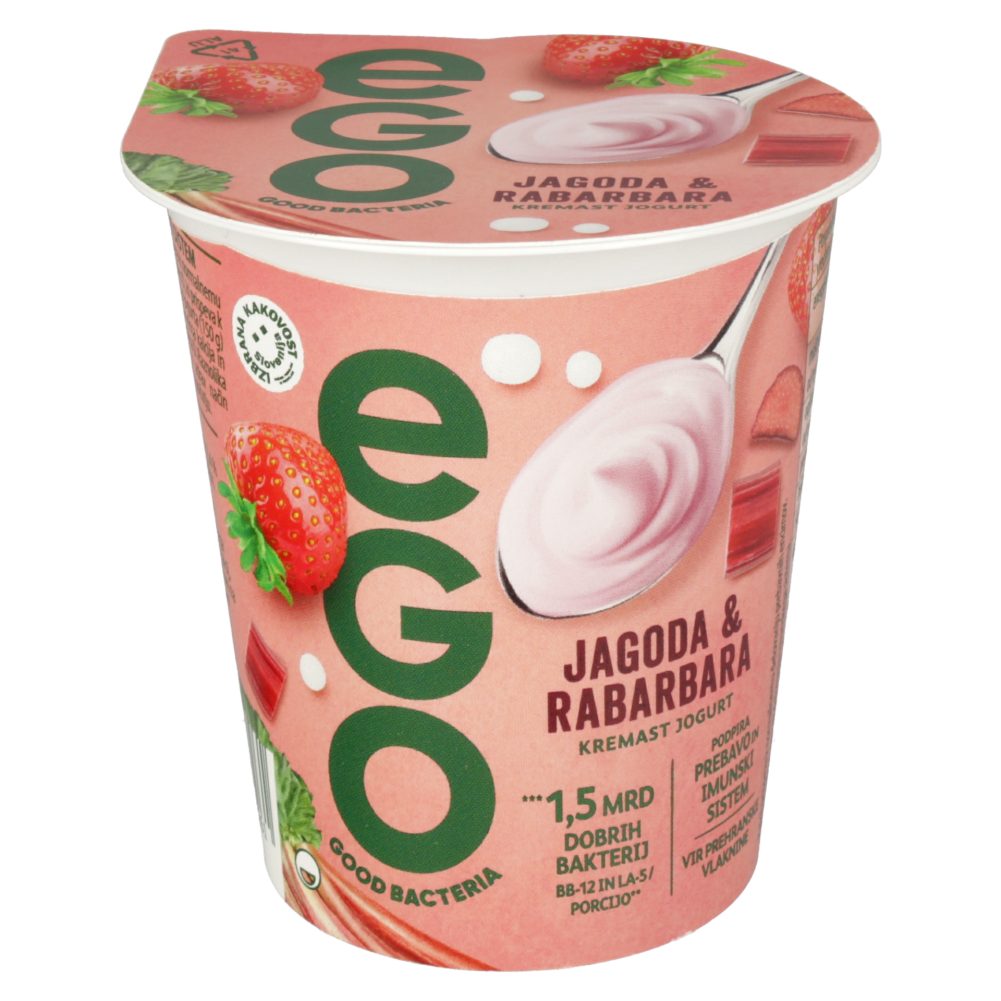 JOGURT JAGODA IN RABARBARA, EGO, 150G KREMAST JOGURT, POLNEGA OKUSA Z MANJ MAŠČOBAMI IN PODPRT Z ...