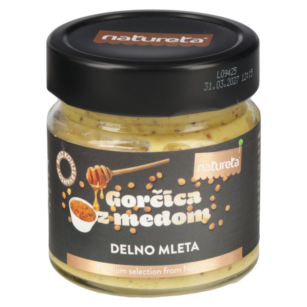 GORČICA DELNO MLETA Z MEDOM, NATURETA, 230G