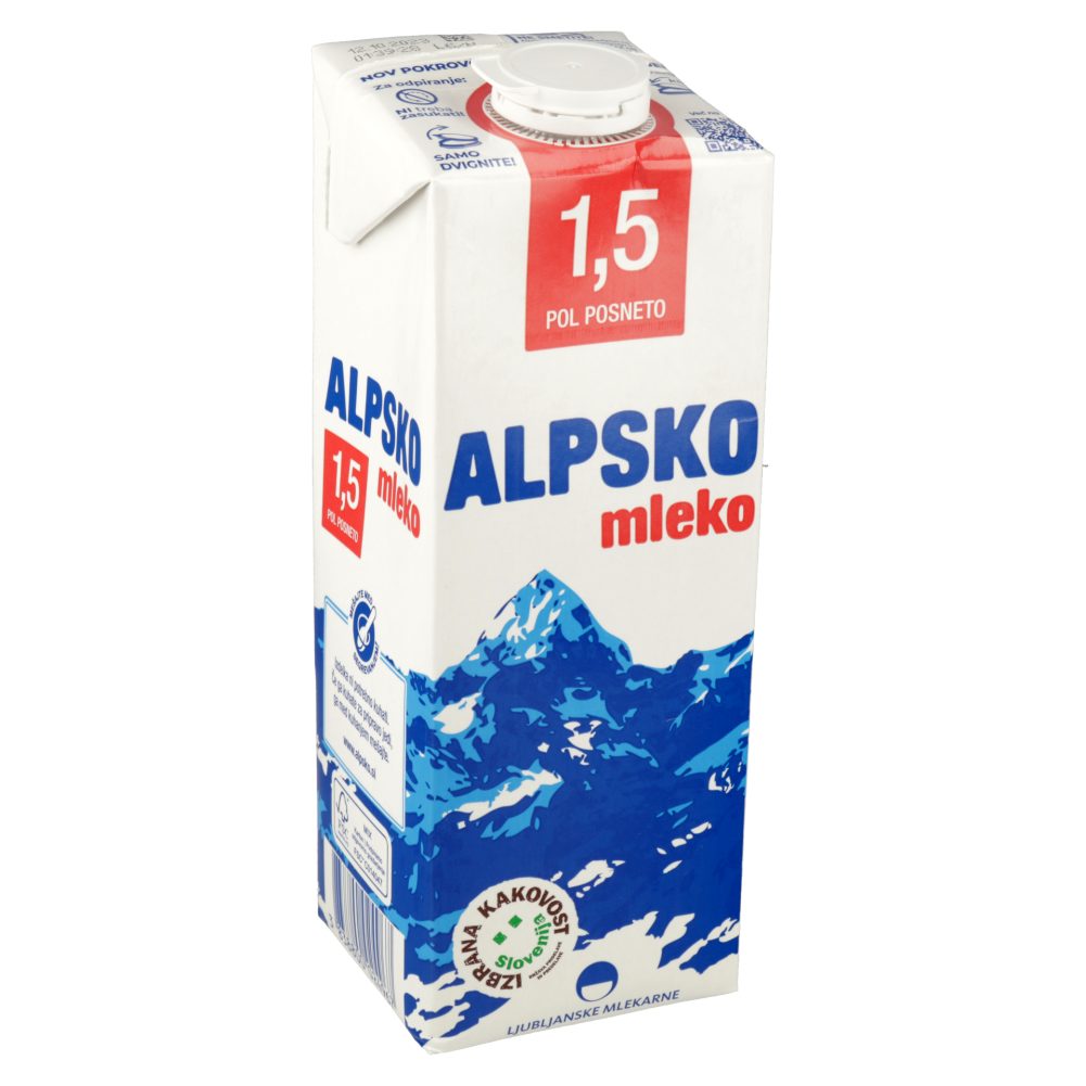 ALPSKO MLEKO, 1,5% M.M. POL POSNETO, 1L